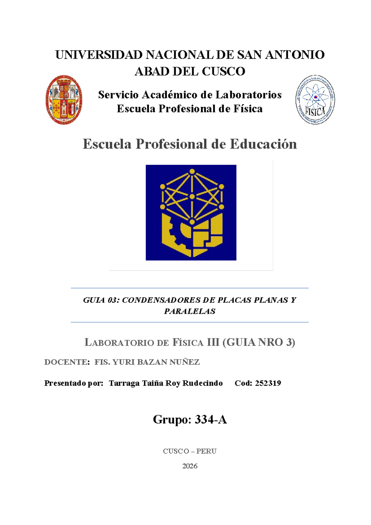 Guía 03: Condensadores de Placas Planas y Paralelas - Laboratorio de ...