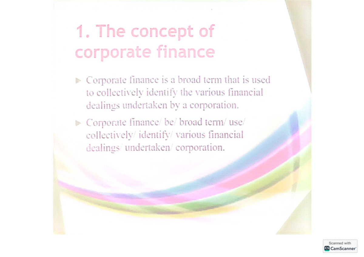 Corporate Finance Overview: Concepts, Functions & Sources (TACN2) - Studocu
