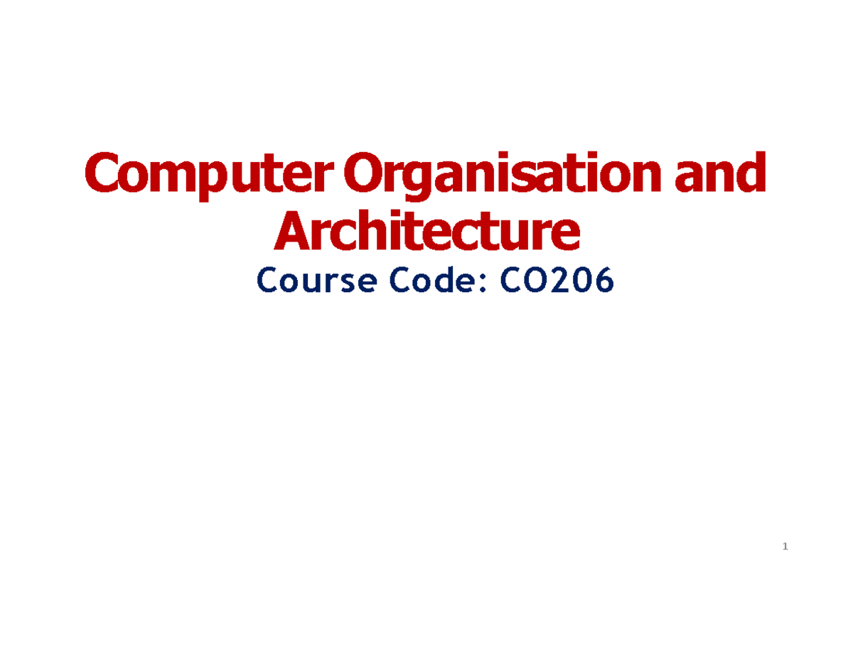 COA Unit 1 - Slides of Dr. Pawan Singh Mehra on Unit 1 of COA ...