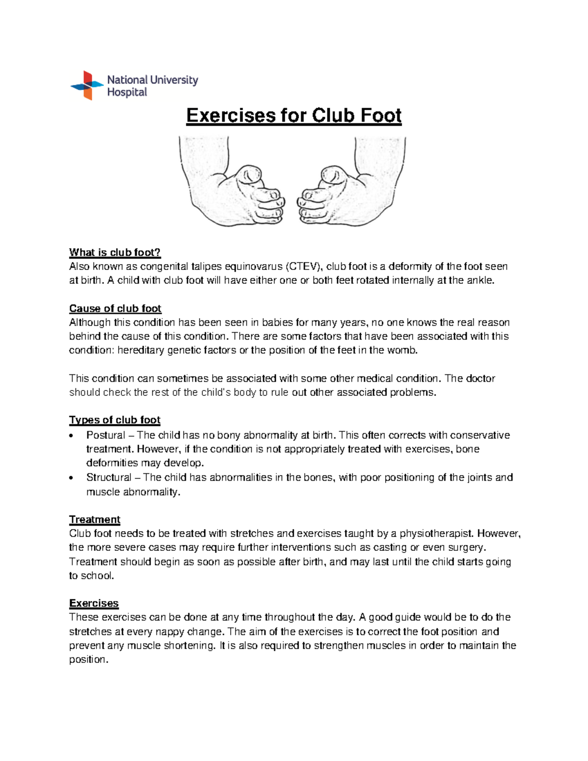 Exercises for Club Foot Management and Treatment Guidelines - Studocu