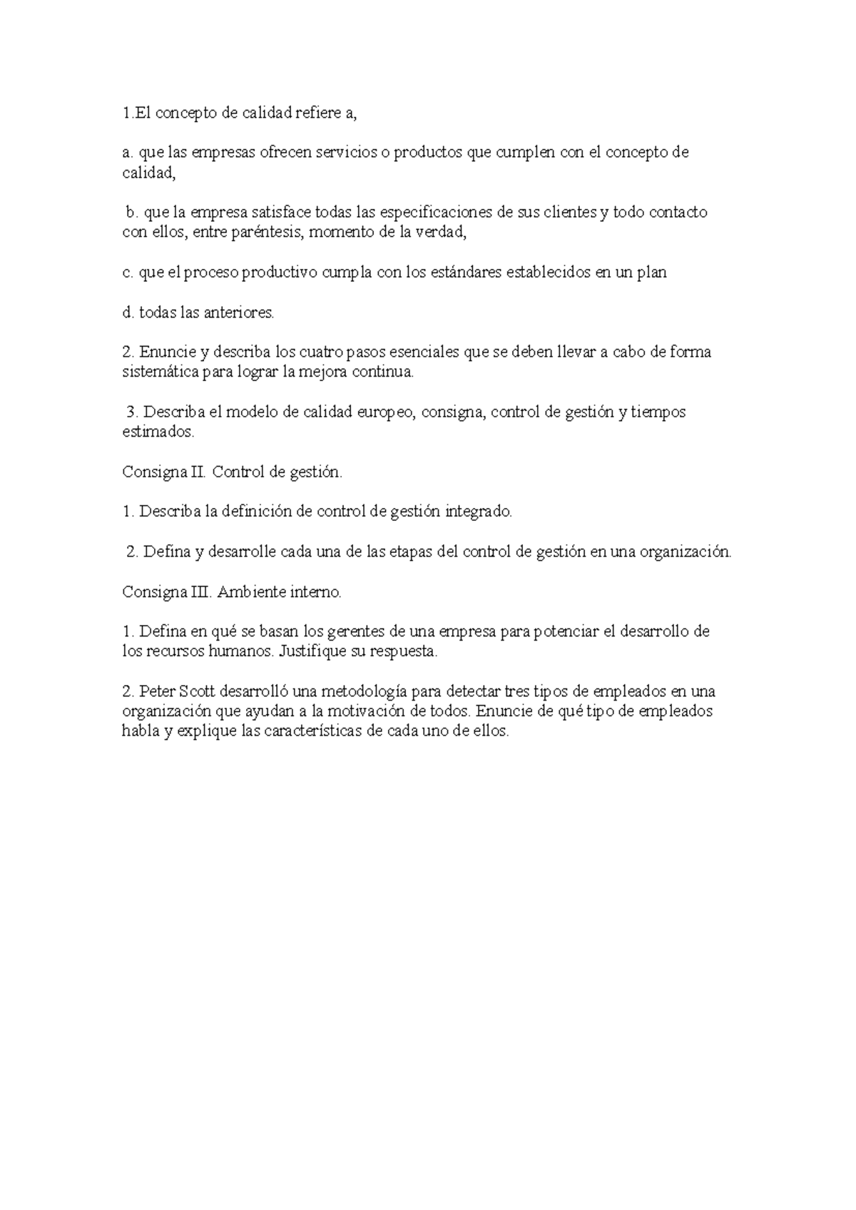 Modelo de Calidad y Control de Gestión - Final Exam - Studocu