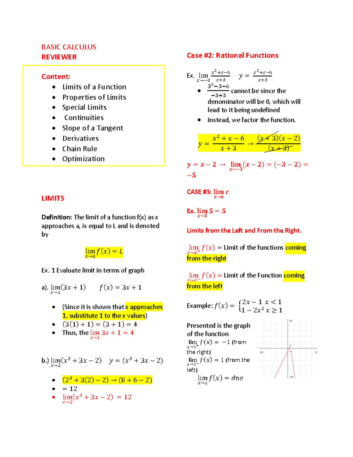 Basic Calculus (Course Code: BC-101) Final Exam Reviewer - Studocu