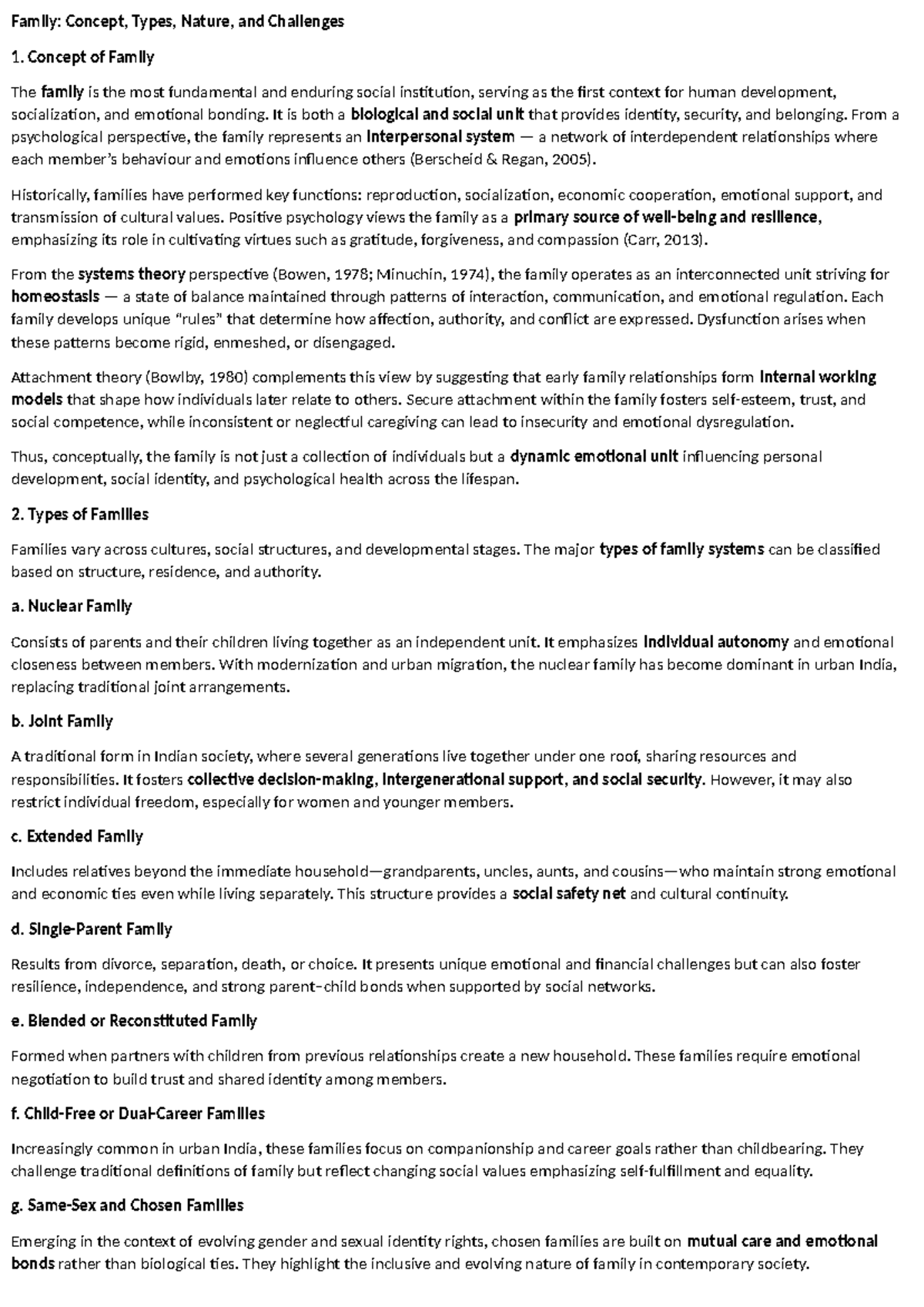 Psychology of Relationships: Family Dynamics and Challenges - Studocu