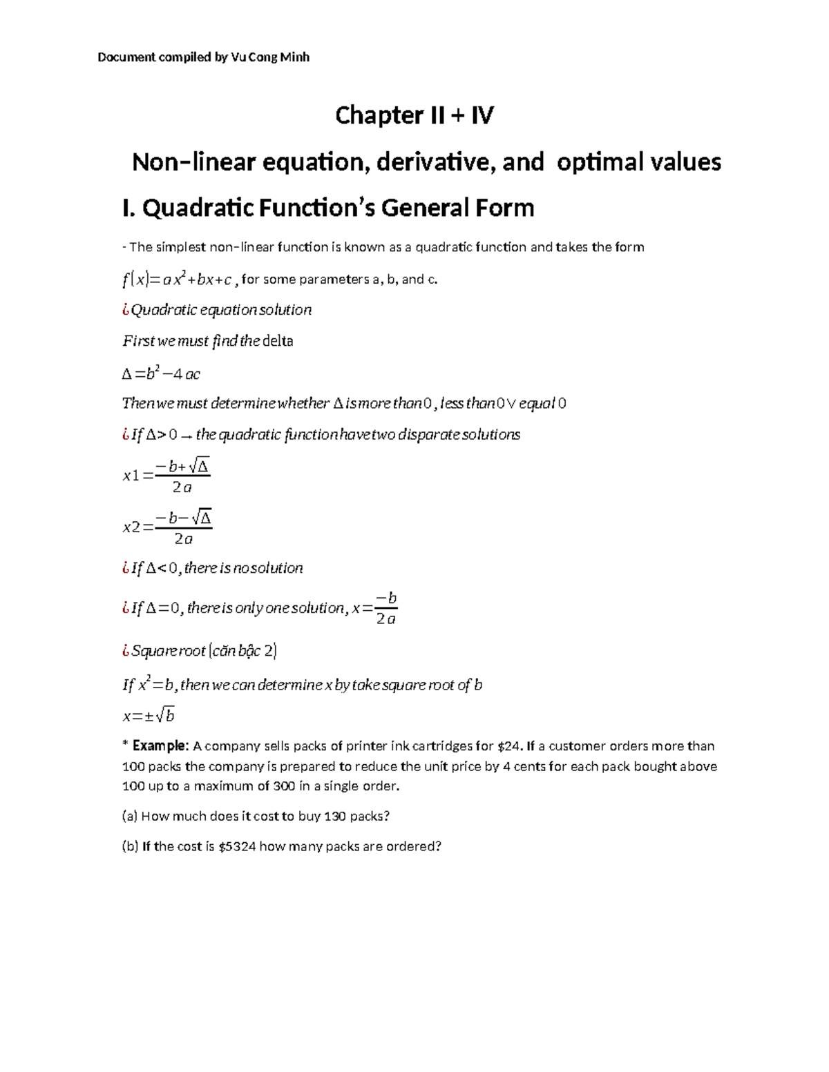 Math chap 2 4 (Autosaved) - ####### Chapter II + IV ####### Non–linear ...