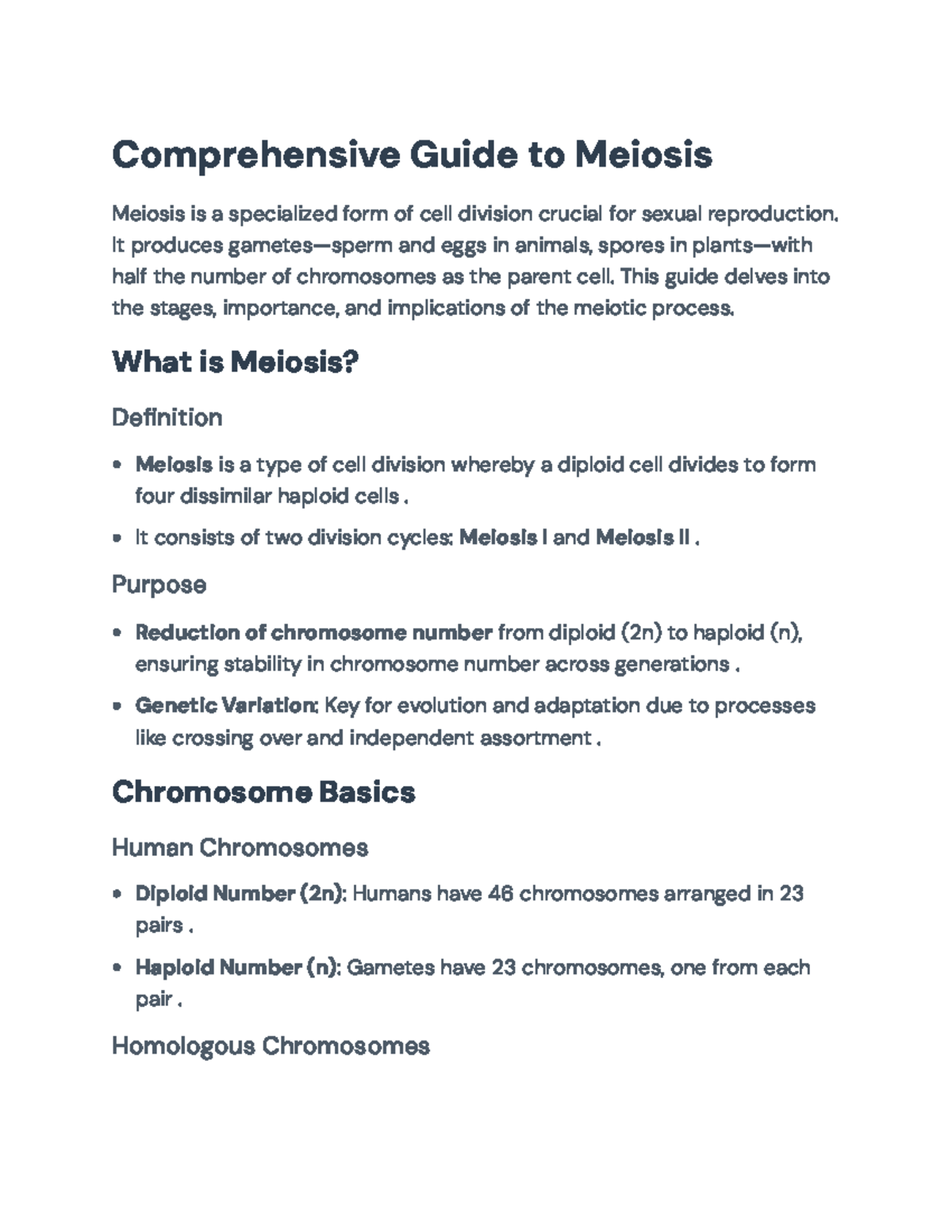 Comprehensive Guide to Meiosis: Stages, Importance & Implications ...
