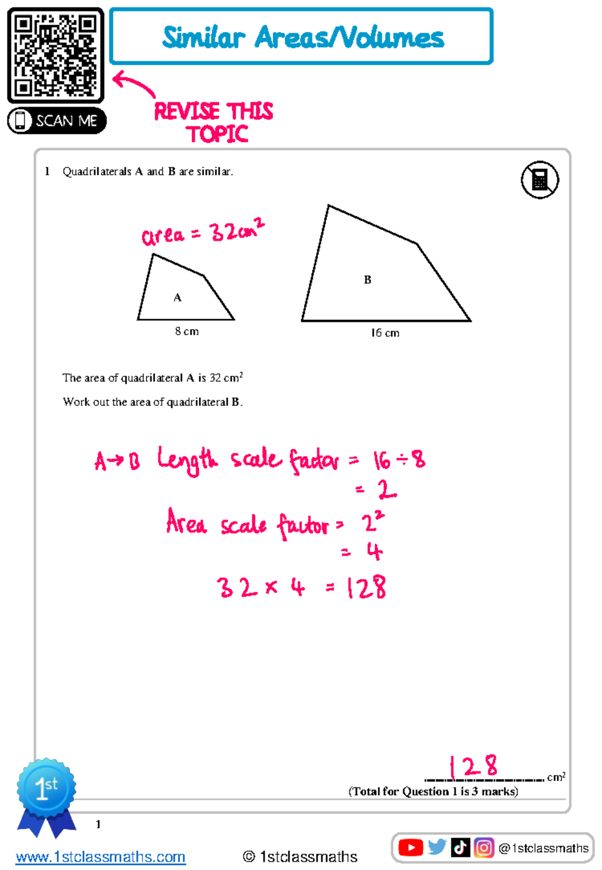 Similar Areas and Volumes Edexcel Solutions: Quadrilaterals & Prisms ...