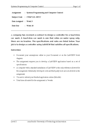 SPCC Assignment - Assignment : Systems Programming and Computer Control Subject Code : - Studocu