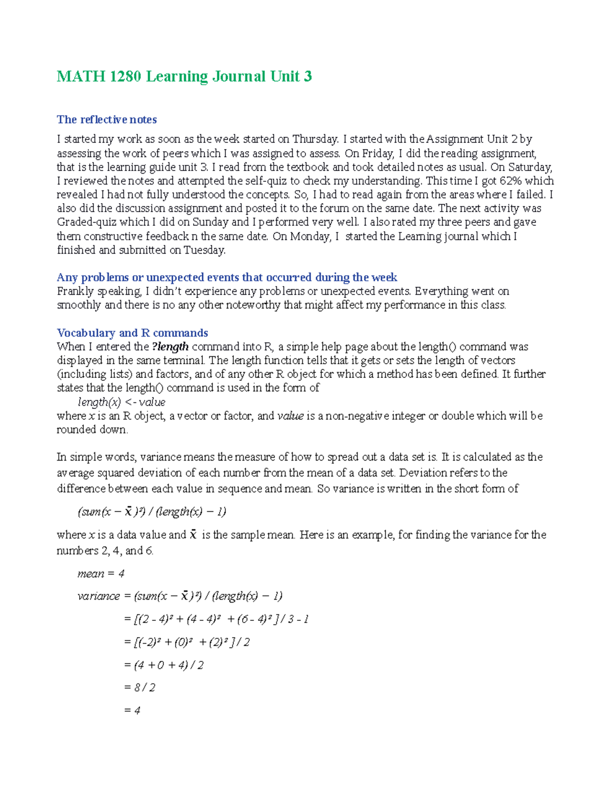 Learning Journal Unit 3 - I started with the Assignment Unit 2 by ...