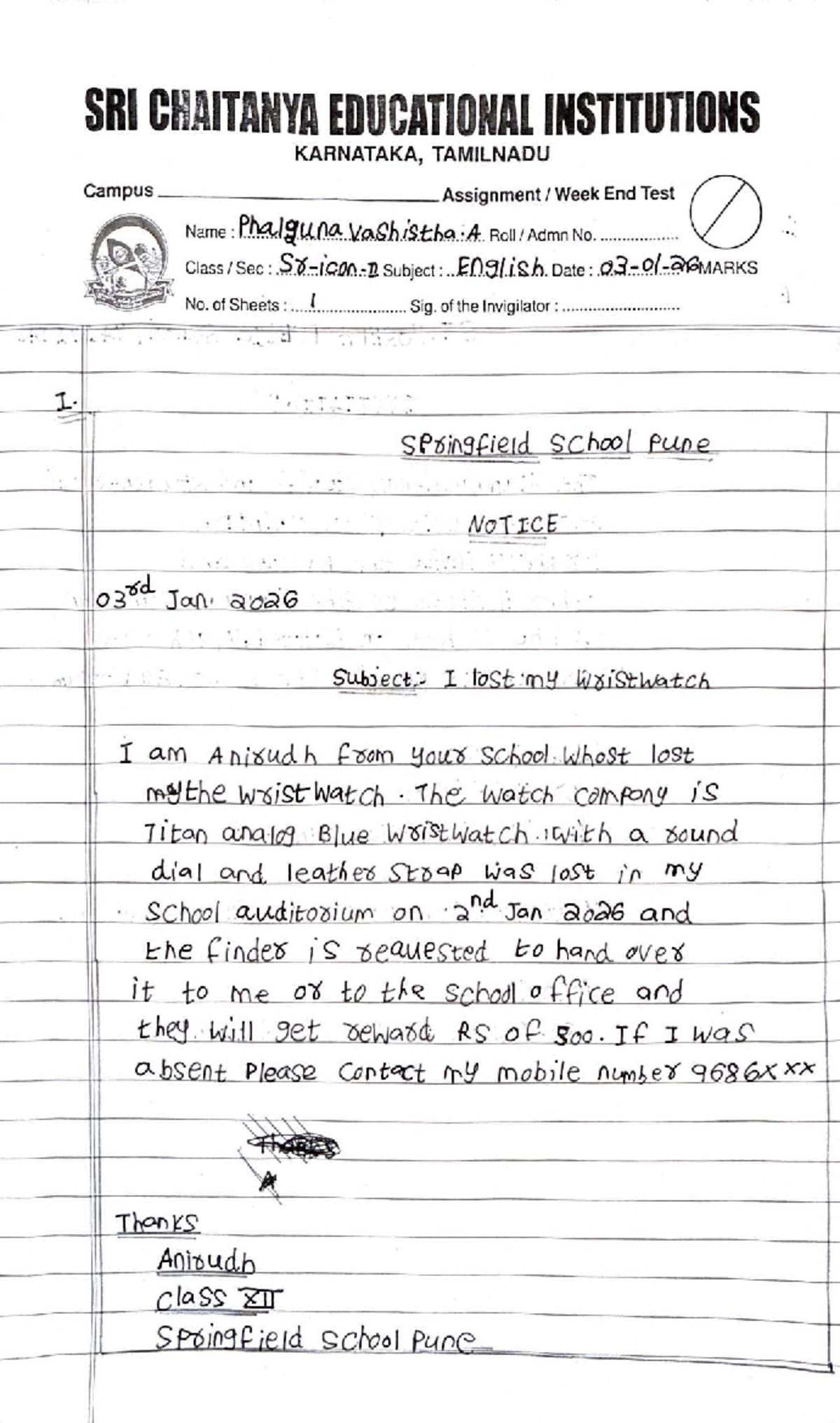 SRI CHAITANYA EDUCATIONAL INSTITUTIONS: English Internal Assessment ...