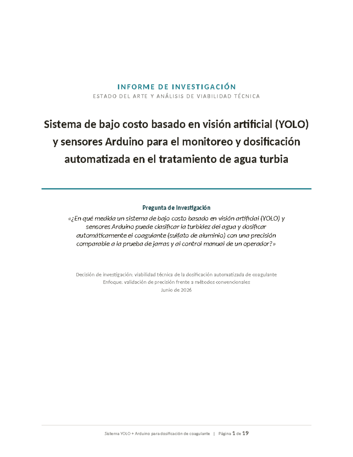 Informe de Investigación: Sistema YOLO Arduino para Dosificación de ...