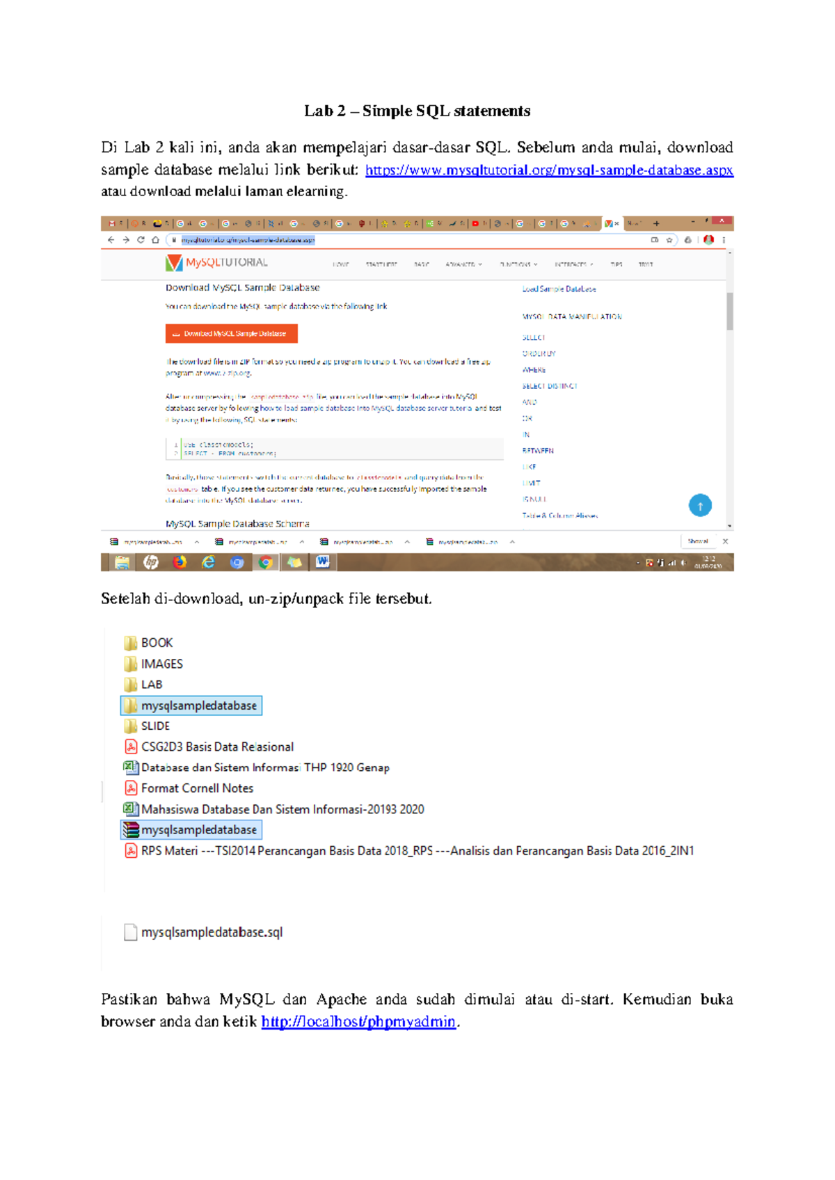 Materi Lab 2 - SQL Statements - Lab 2 – Simple SQL statements Di Lab 2 ...