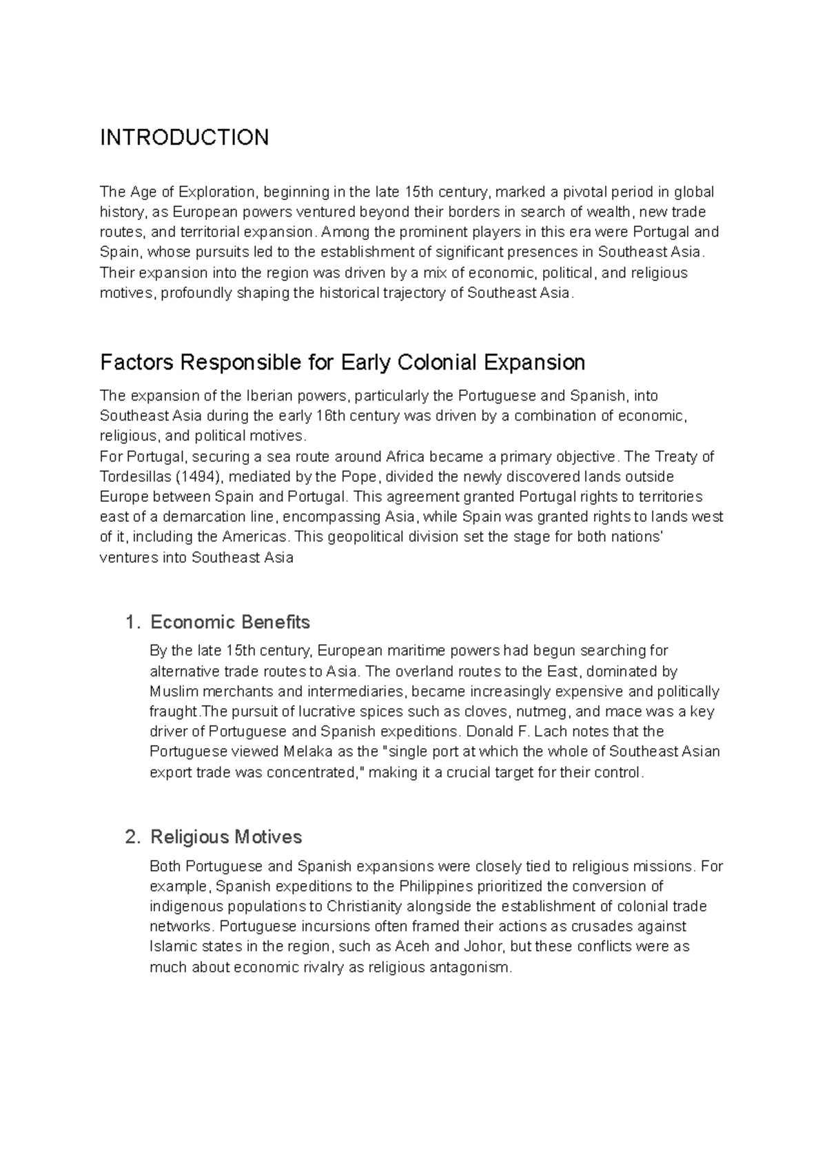 Colonial Expansion in SEA - INTRODUCTION The Age of Exploration ...