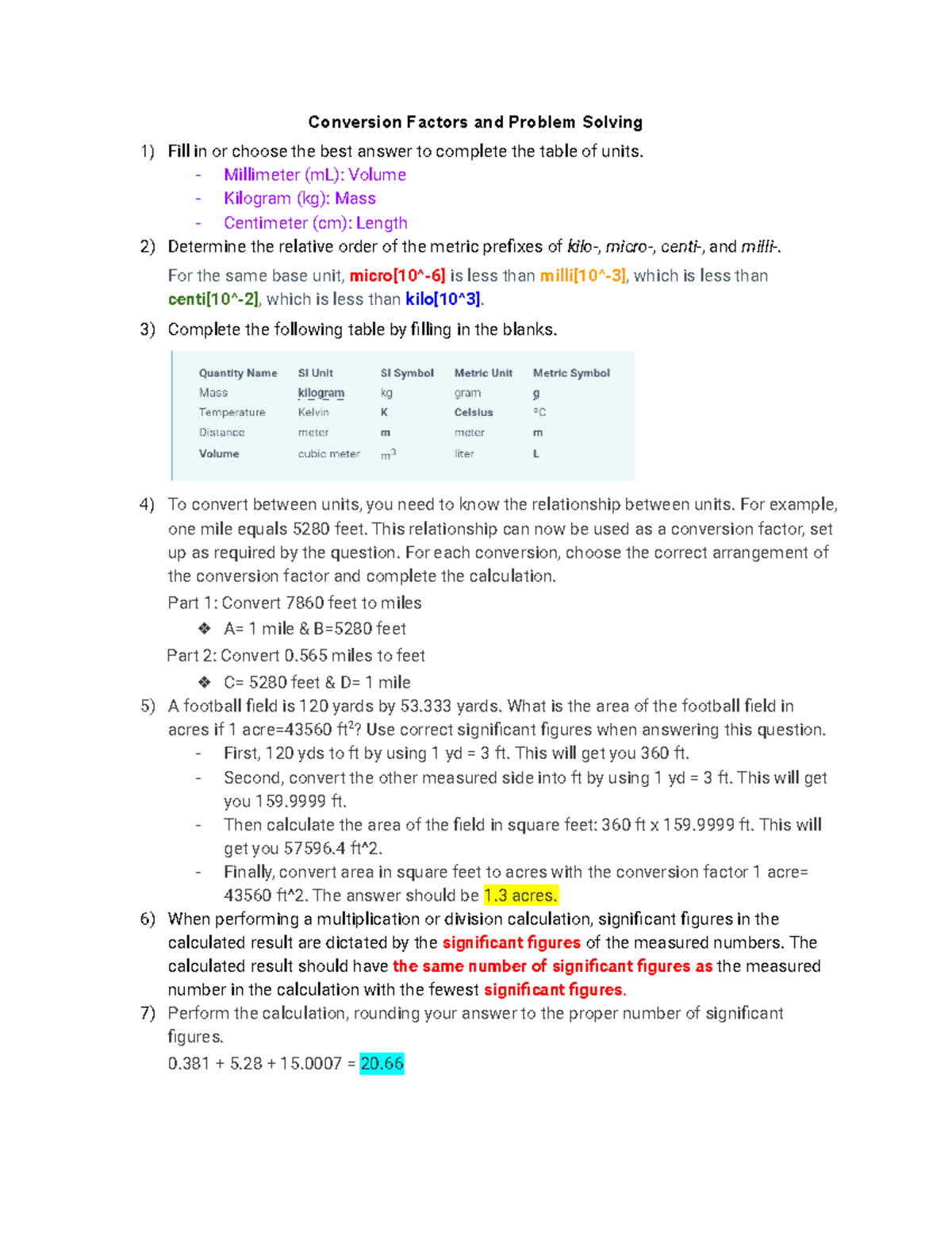 Lab Flow Quiz #3: Conversion Factors and Problem Solving Insights - Studocu