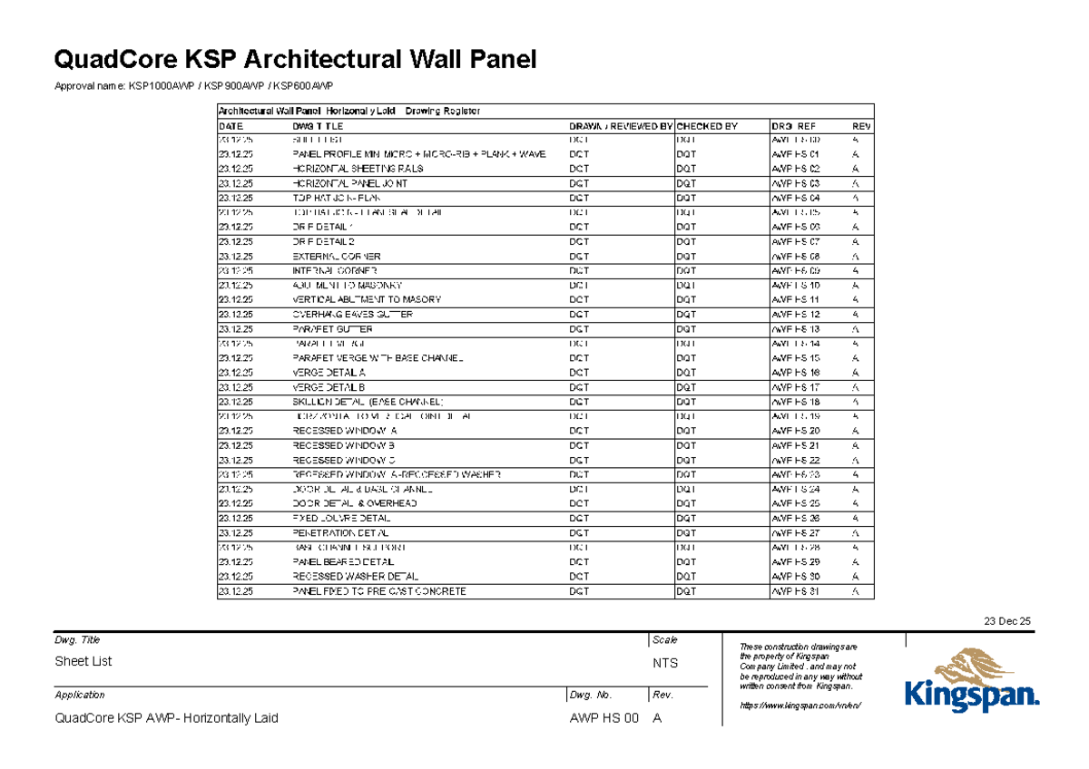 KSP QuadCore AWP Architectural Wall Panel Approval Drawings - Studocu