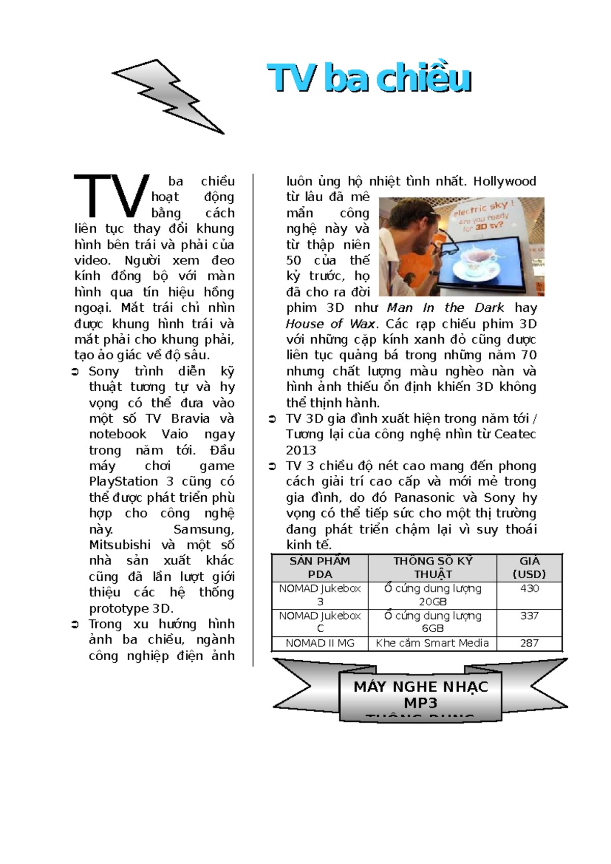 TV 3D: Công Nghệ và Tương Lai - Đề 1 (NTDT Gợi Ý) - Studocu