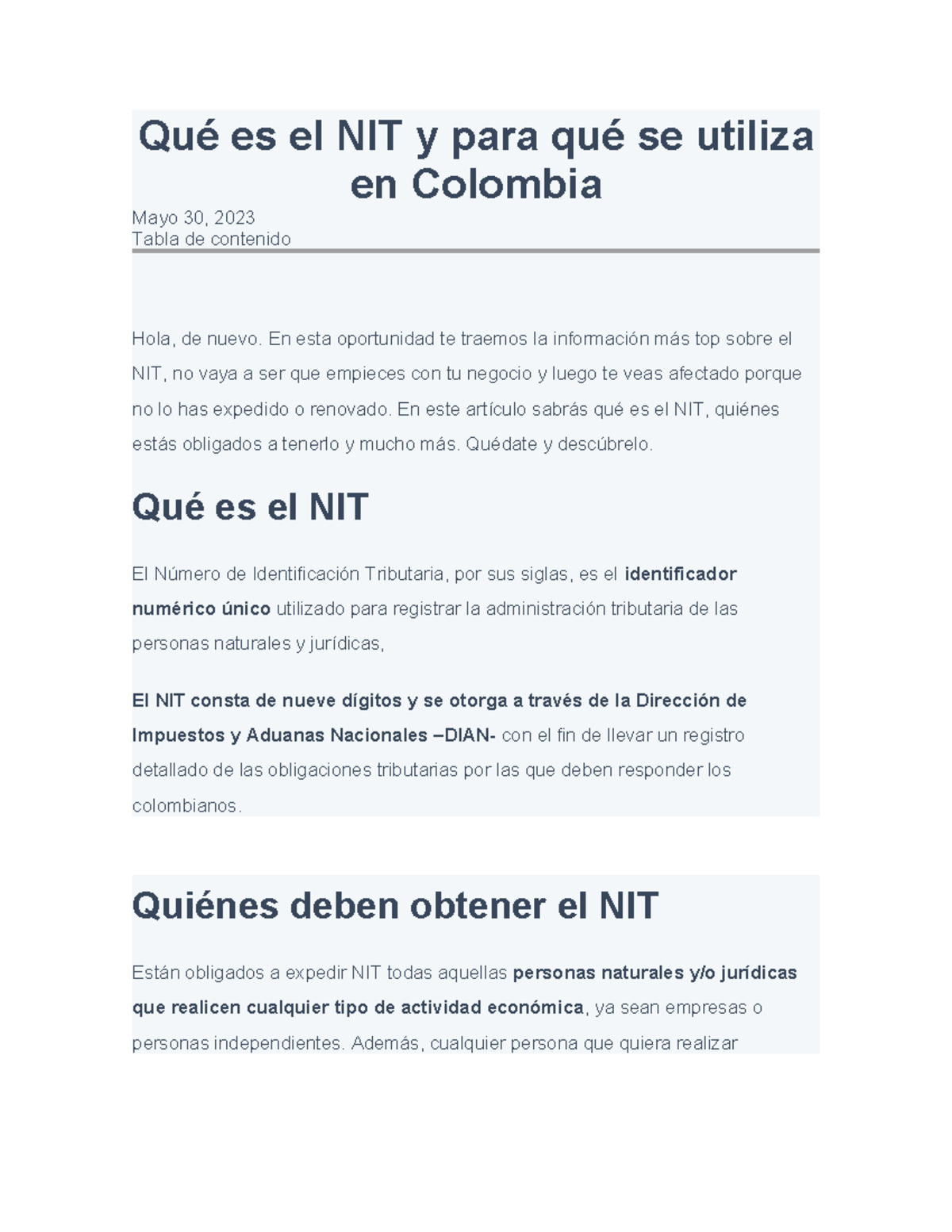 Qué es el NIT y para qué se utiliza en Colombia - Qué es el NIT y para ...