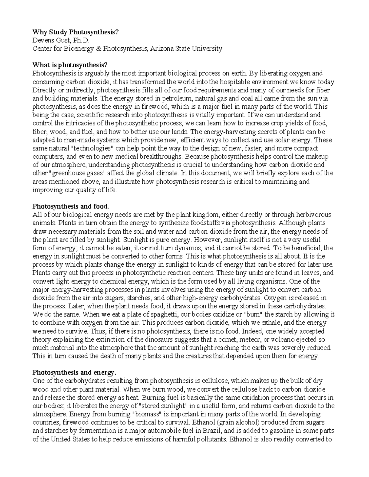 Understanding Photosynthesis: Its Role in Energy, Food & Environment ...