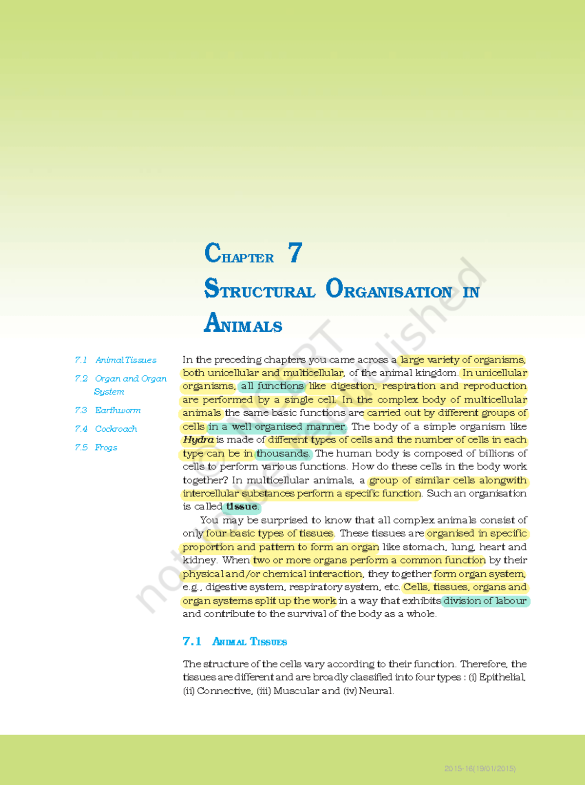 BIOLOGY 100 CHAPTER 7 STRUCTURAL ORGANISATION IN ANIMALS - Studocu