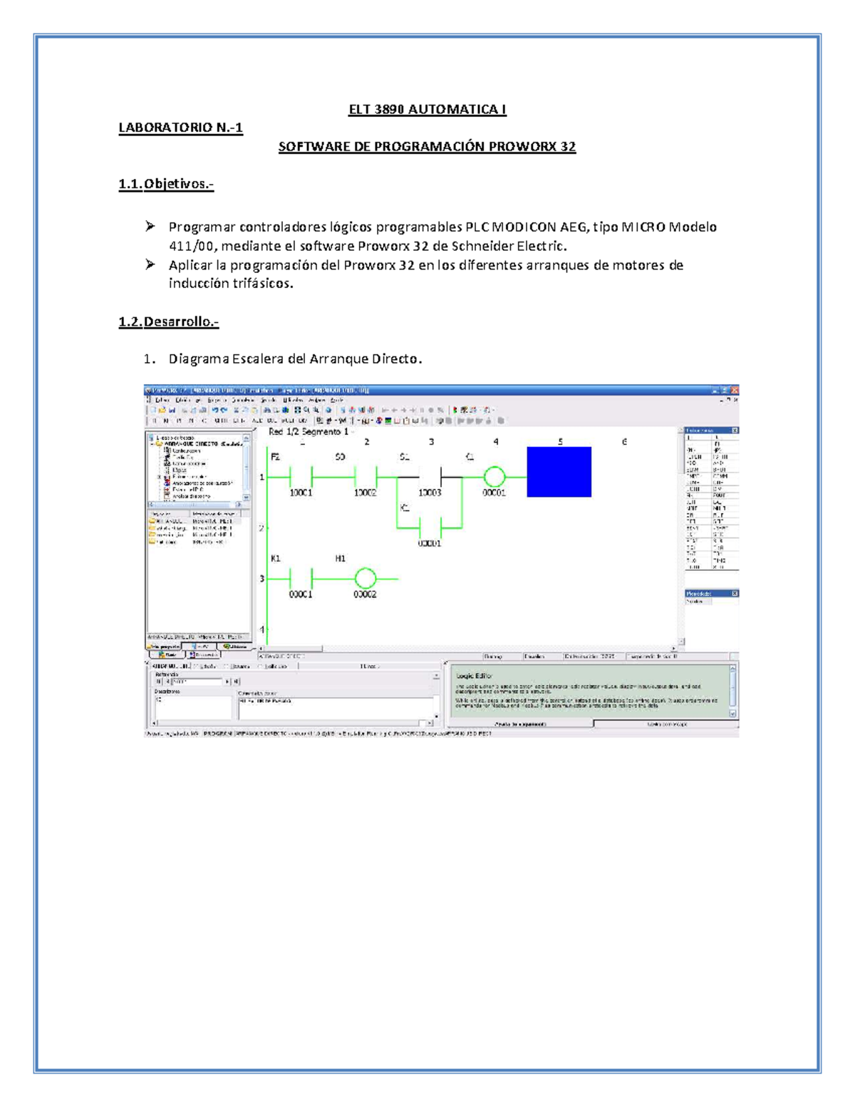 ELT 3890 - Laboratorio de Programación Proworx 32 y PLCs - Studocu