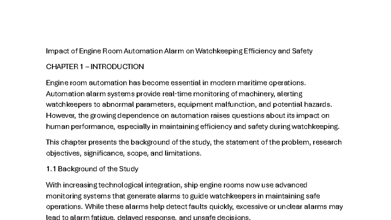 Impact of Engine Room Automation Alarms on Watchkeeping Efficiency and ...