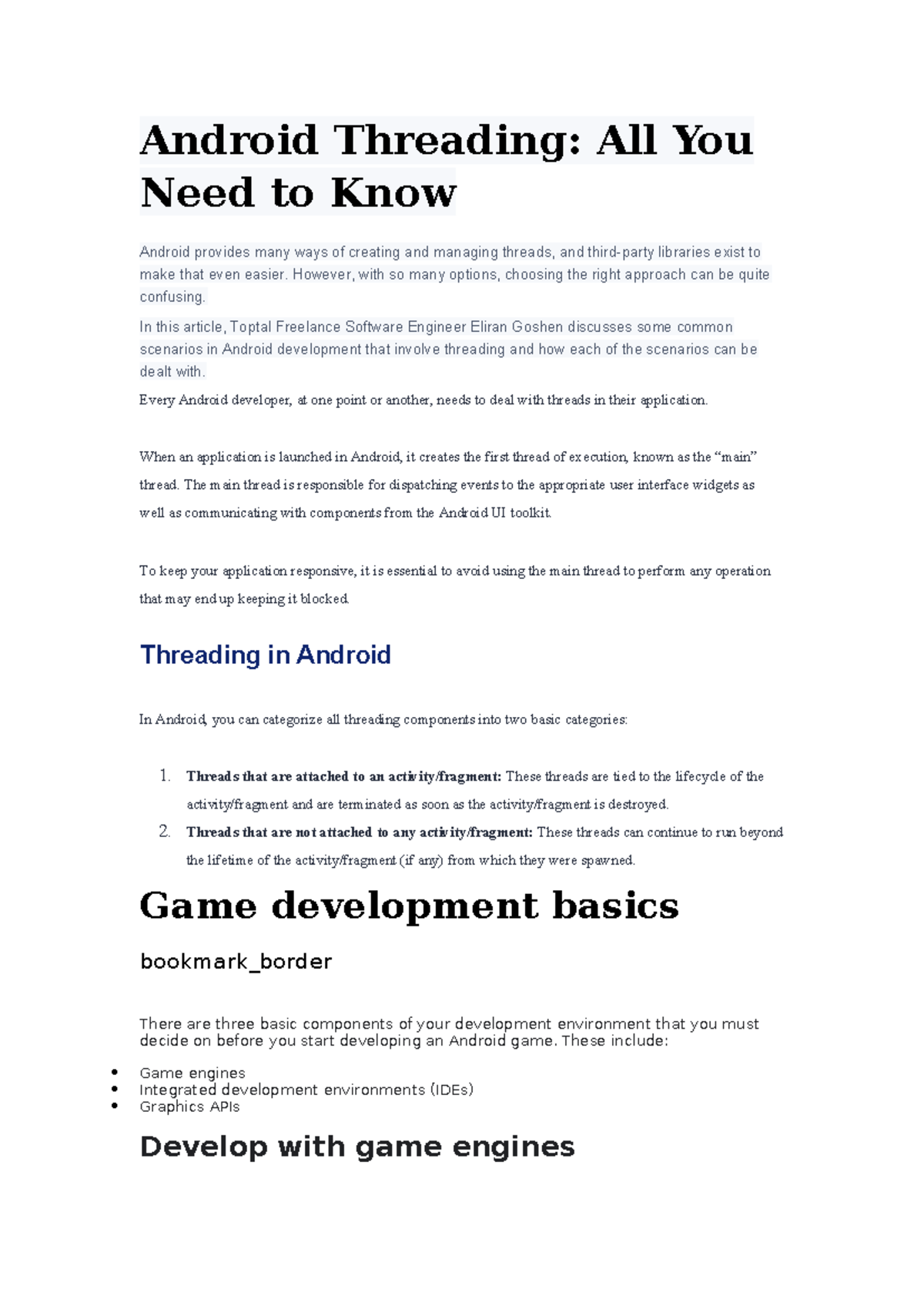 Android games development - Android Threading: All You Need to Know Android provides many ways ...