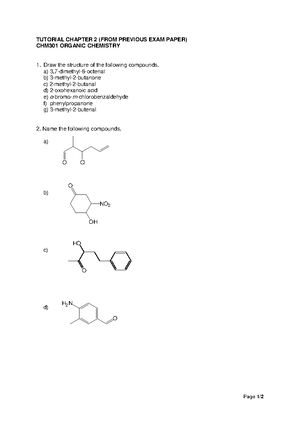 Tutorial Chapter 1 organic chemistry CHM301. Alcohol - Organic Chemistry 1 - UiTM - Studocu