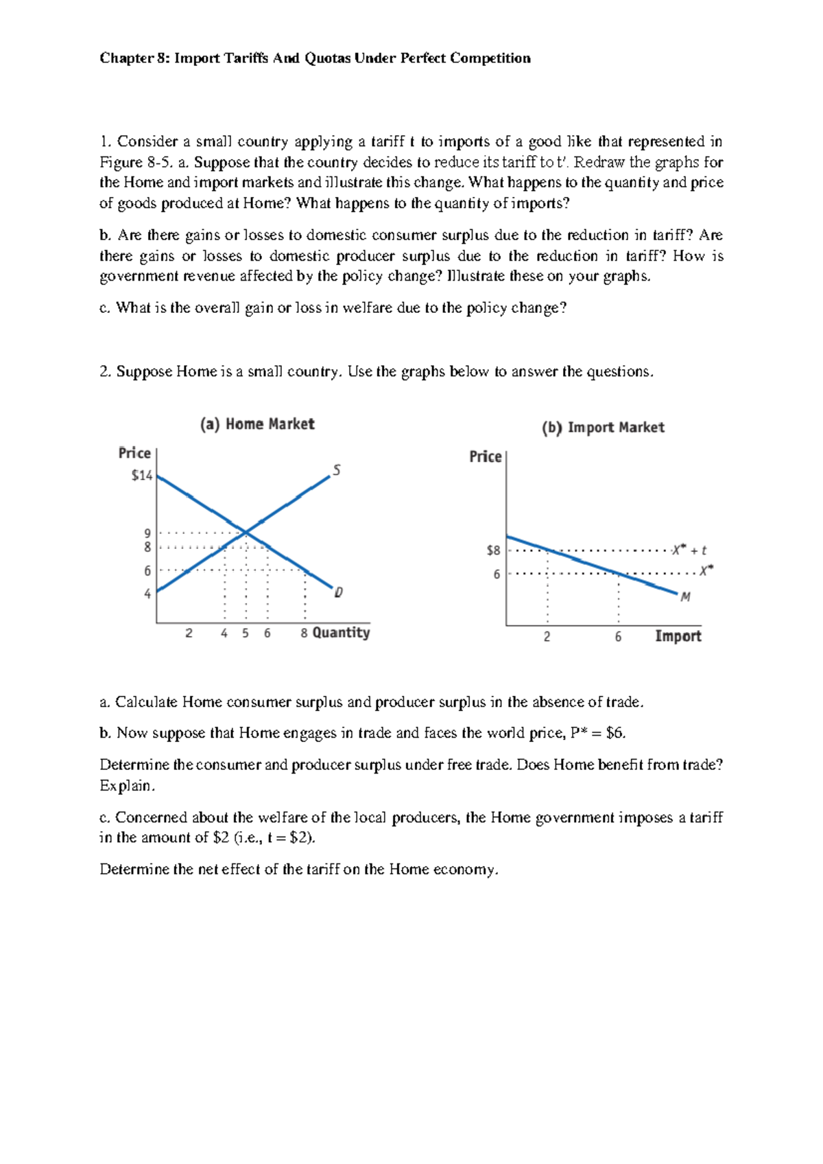 Tariff Analysis and Welfare Effects in Chapter 8 - 3FFQ3EW - Studocu