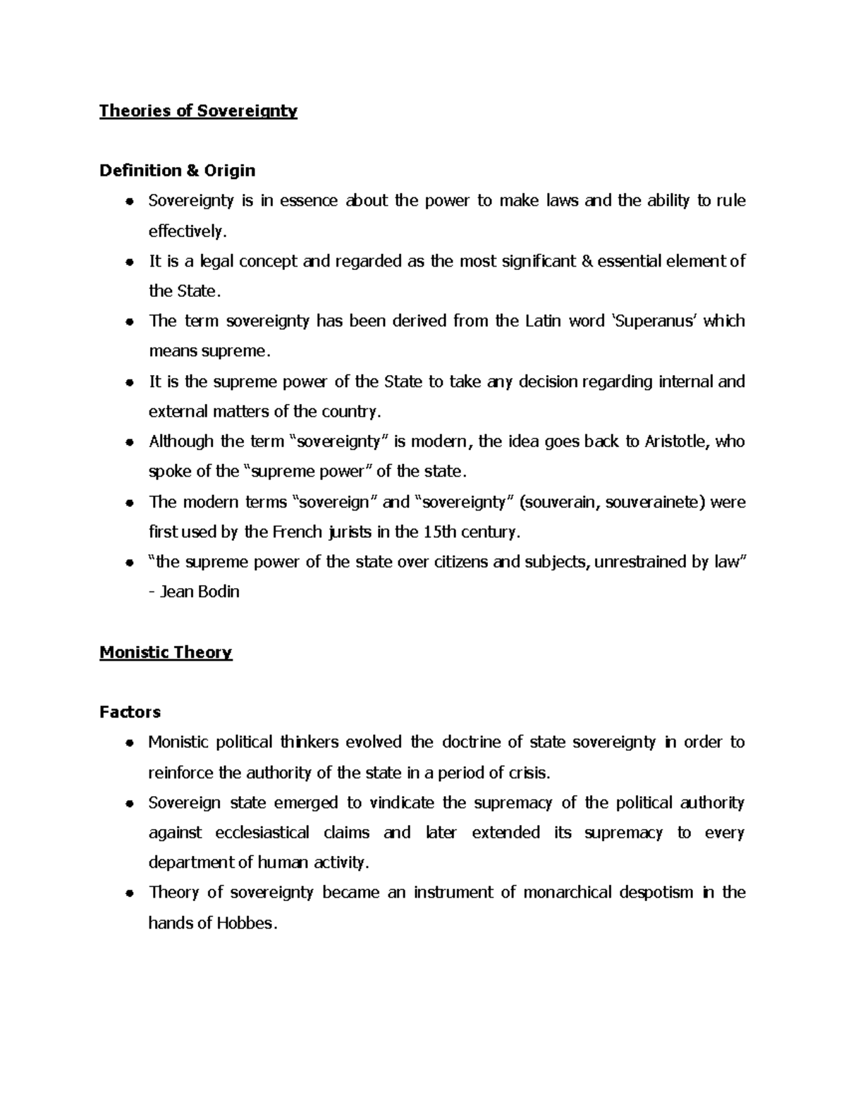 Theories of Sovereignty: Definition, Origin, and Key Concepts - Studocu