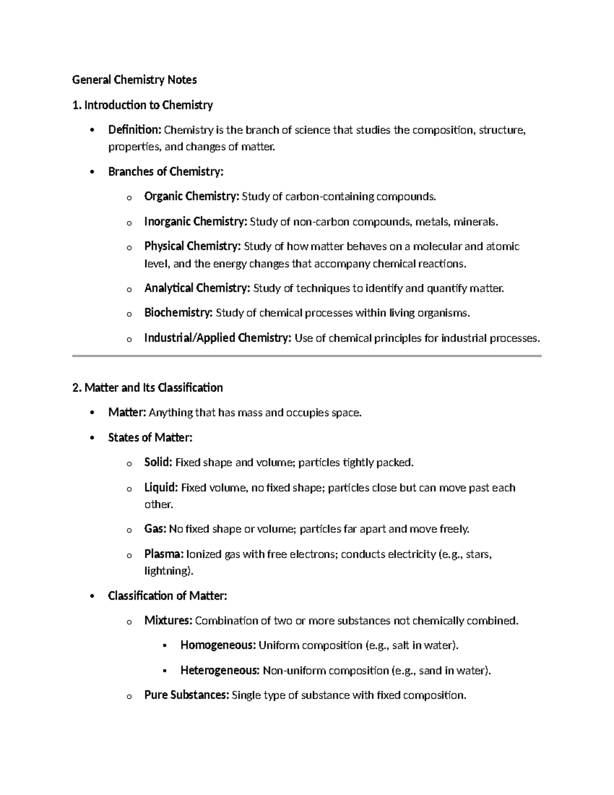 General Chemistry Notes (CHEM101): Introduction to Key Concepts - Studocu