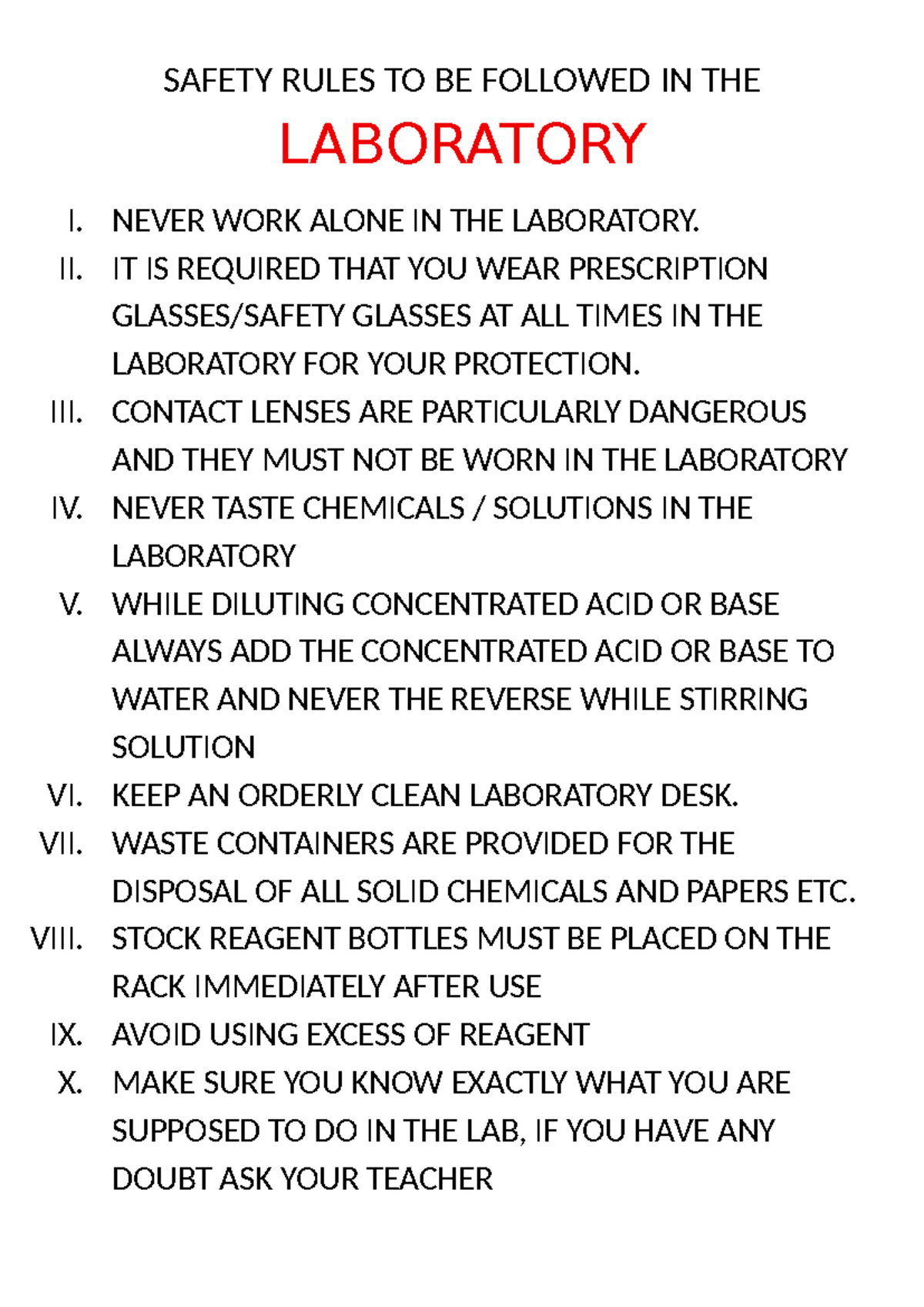 Safety Rules for Laboratory Work: Essential Guidelines - Studocu