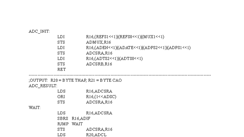 ADC_INIT and USART Communication Code for CTC VXL - Studocu