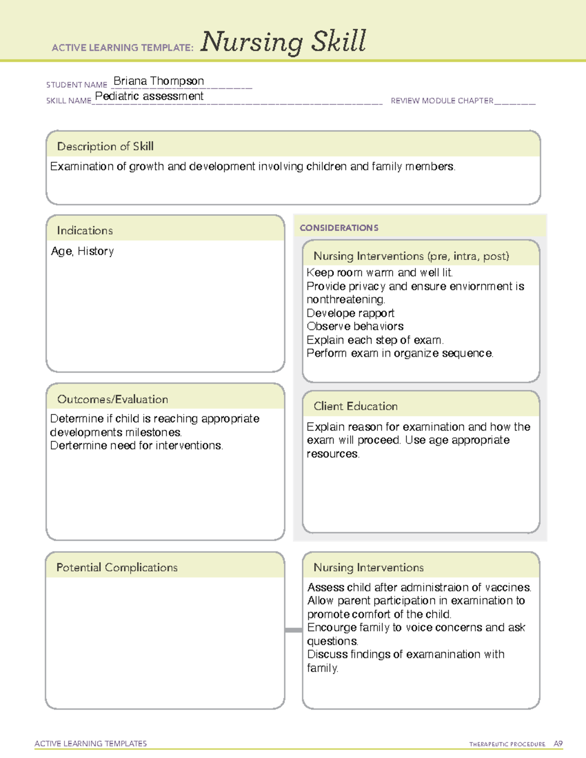 Nursing Skill pediatric assessment - ACTIVE LEARNING TEMPLATES ...