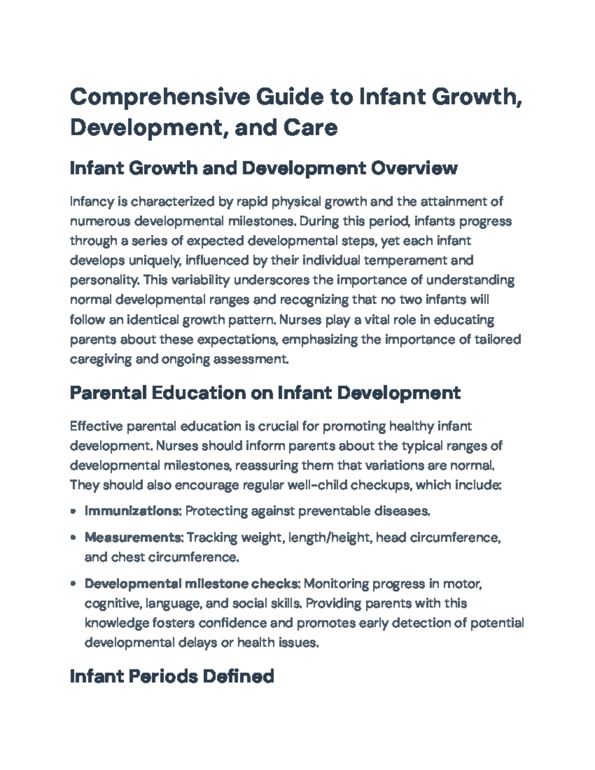 Infant Growth & Development: A Comprehensive Guide for Caregivers - Studocu