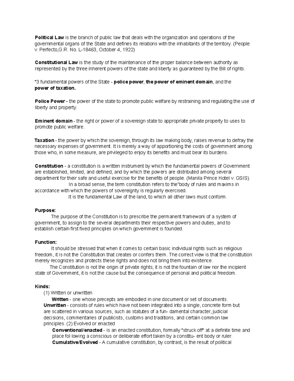 Political Law - Key Concepts and Principles Guide - Studocu