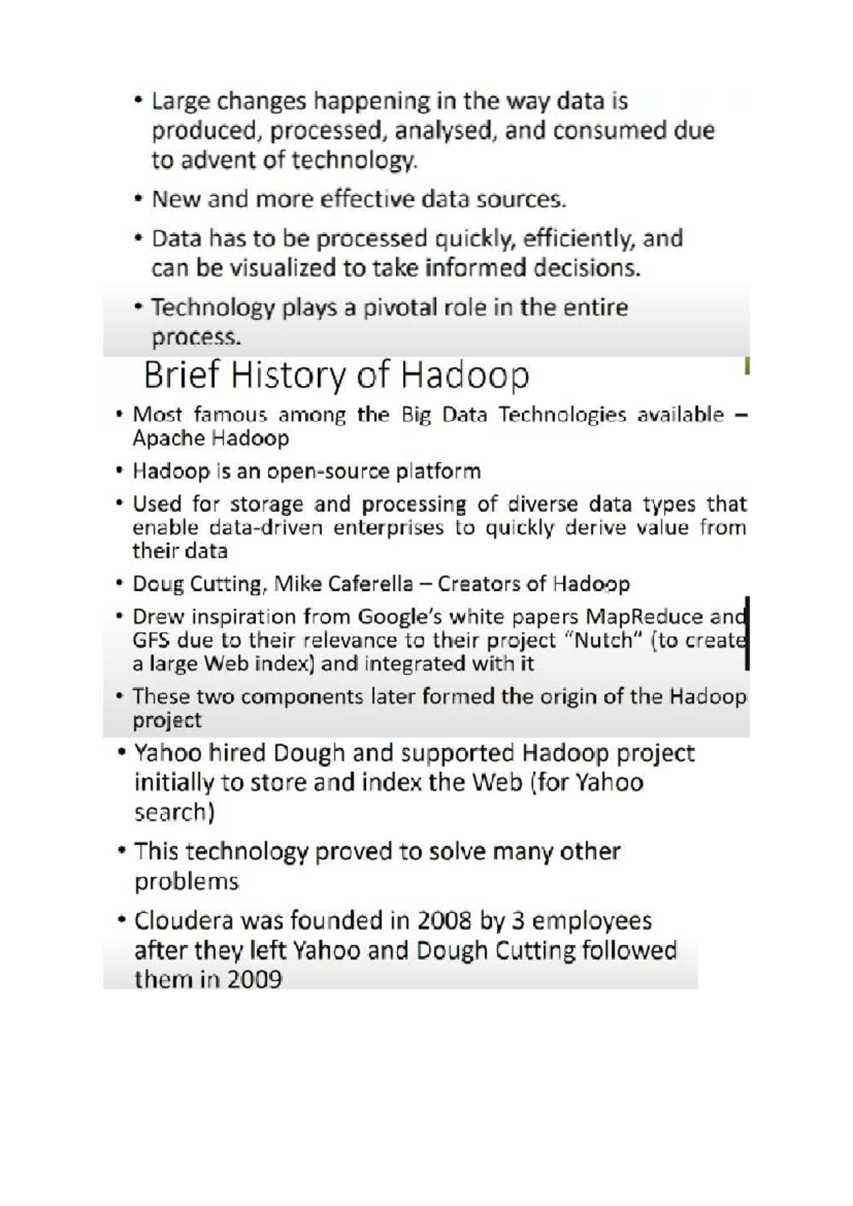 Unit 1a - The Evolution of Data Processing and Analytics Technologies ...