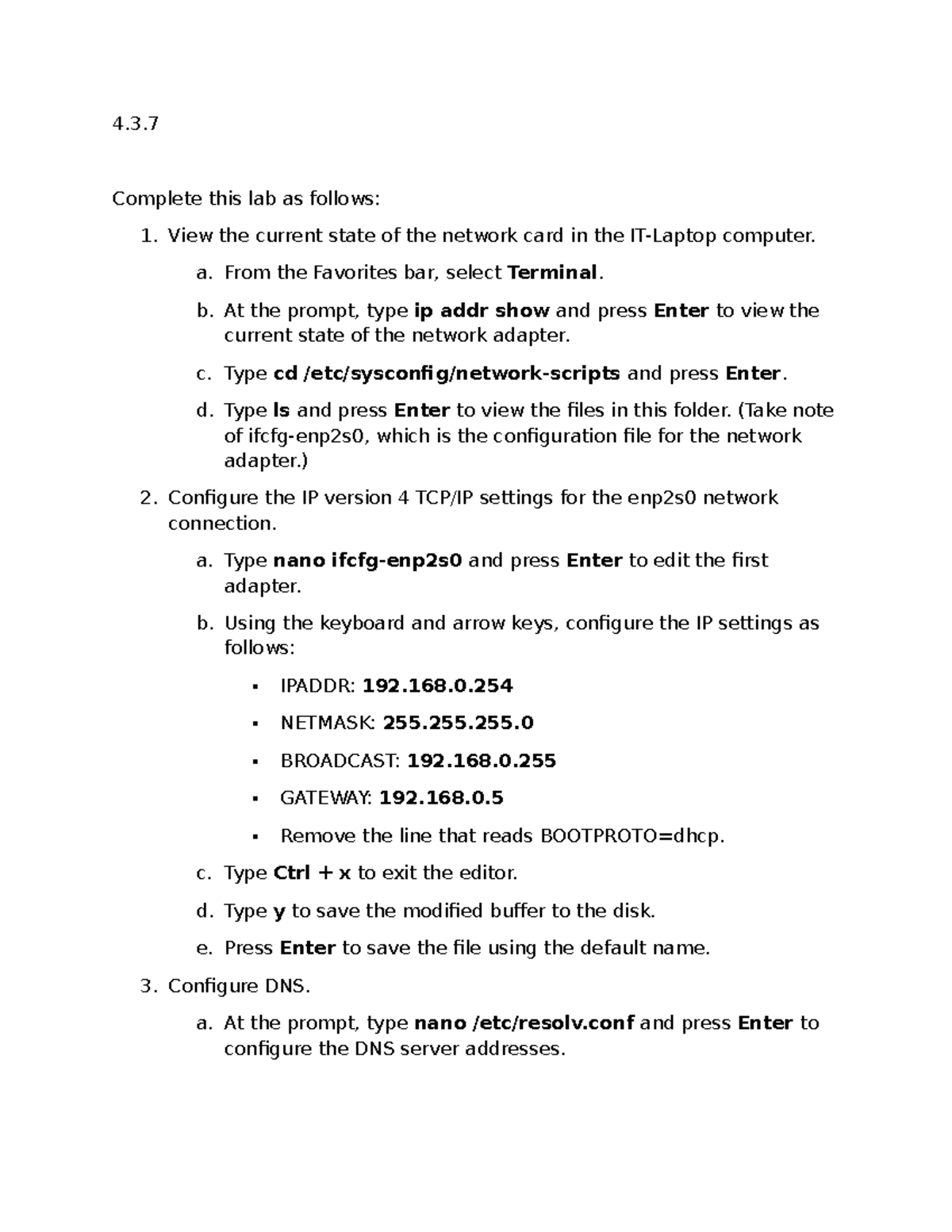 Lab Week 2: Configuring Network Card Settings for IT-Laptop - Studocu