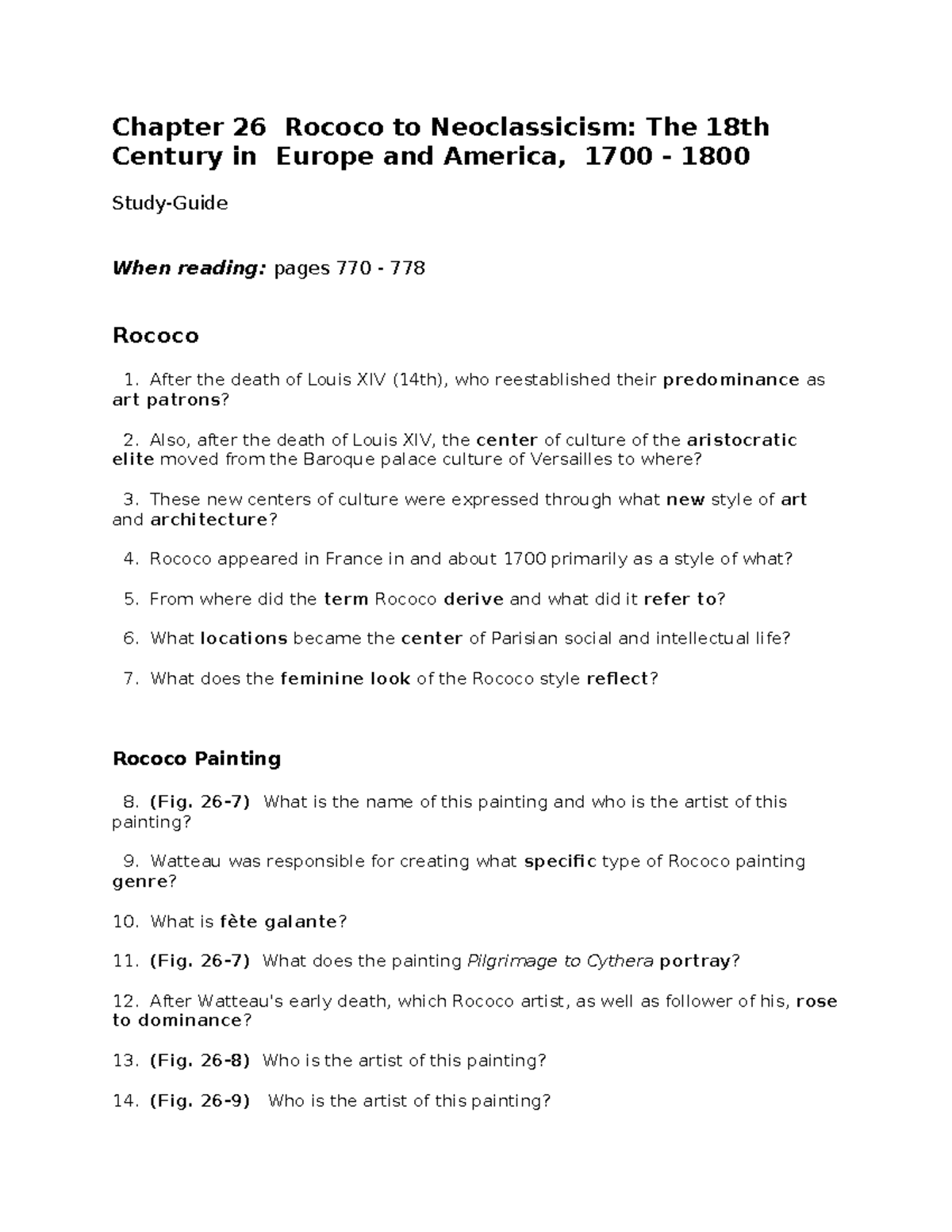 Rococo to Neoclassicism Study Guide (ART101): 18th Century Art Overview ...