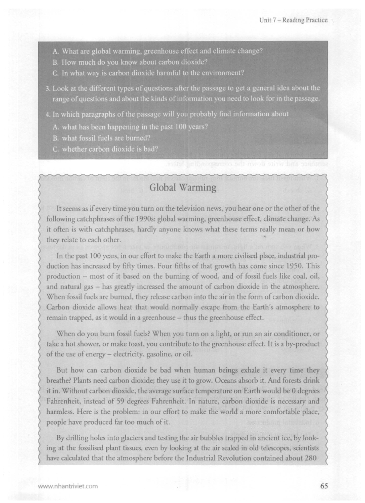 Unit 7 - Reading Practice 4: Global Warming and Its Impact - Studocu