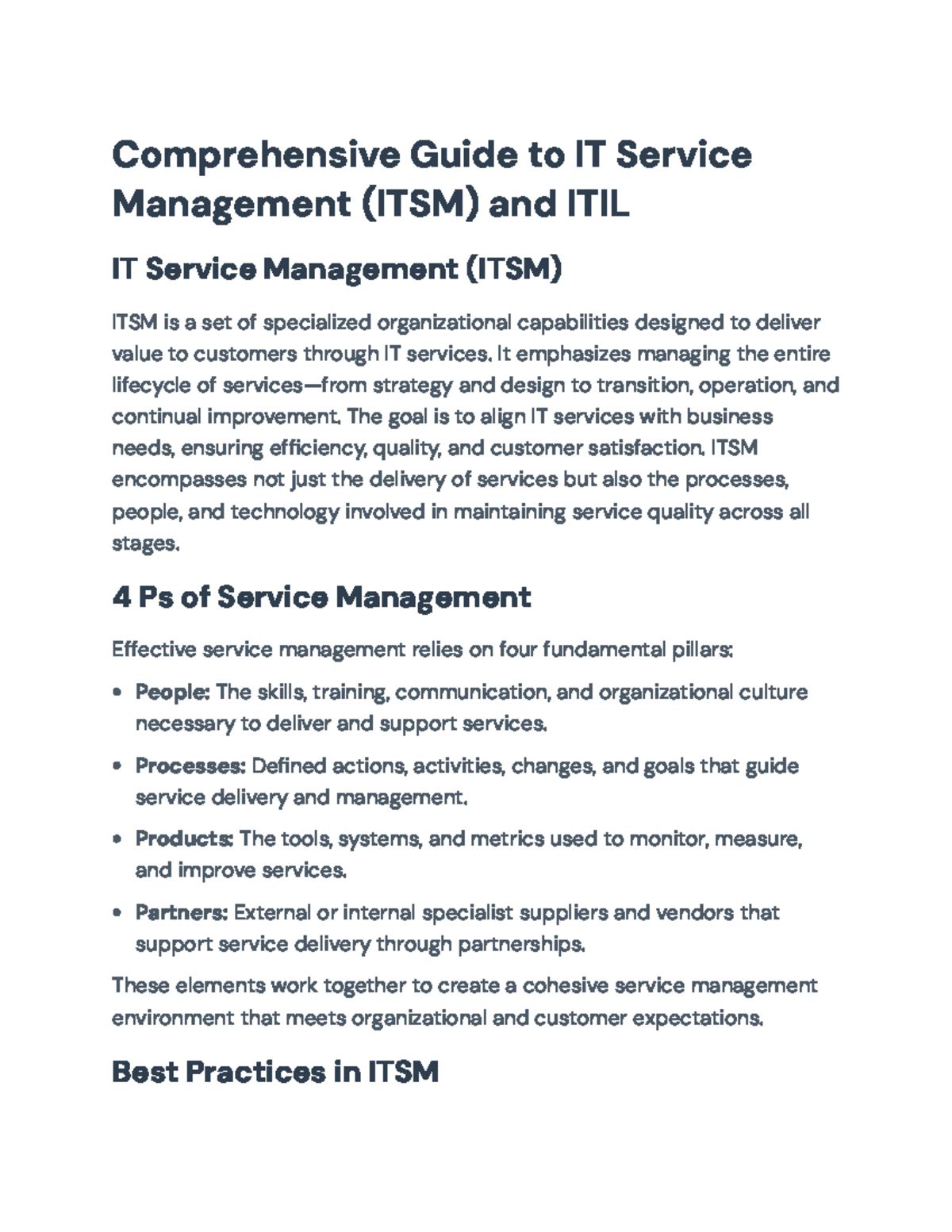 Comprehensive Overview of IT Service Management (ITSM) & ITIL Framework ...