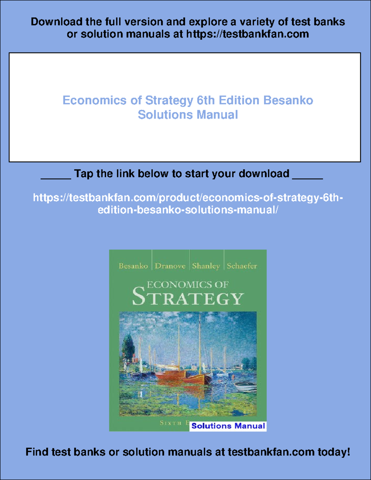Economics of Strategy 6th Edition Besanko Solutions Manual Overview ...