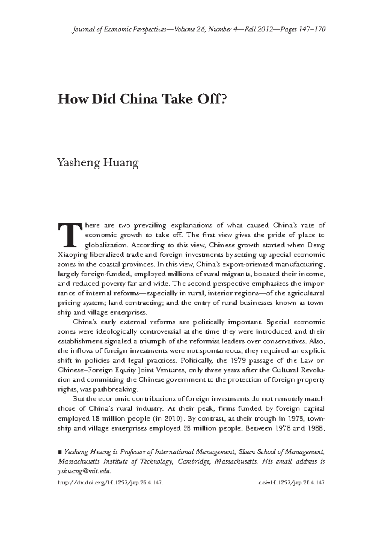 Econ 26: How Did China Achieve Economic Growth? - Studocu