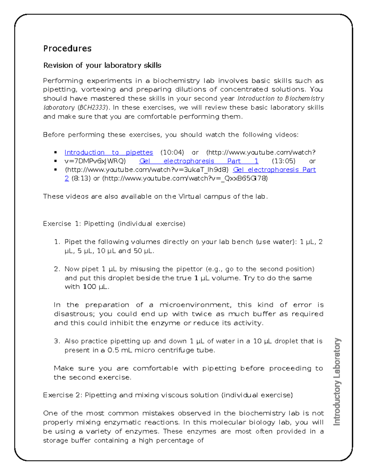 L0-Introductory Lab Procedures: Mastering Biochemistry Skills - Studocu