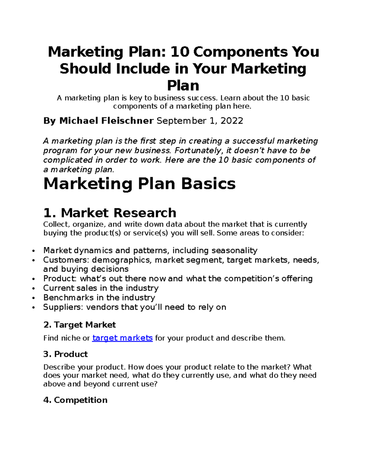 Marketing-Plan - Useful - Marketing Plan: 10 Components You Should ...