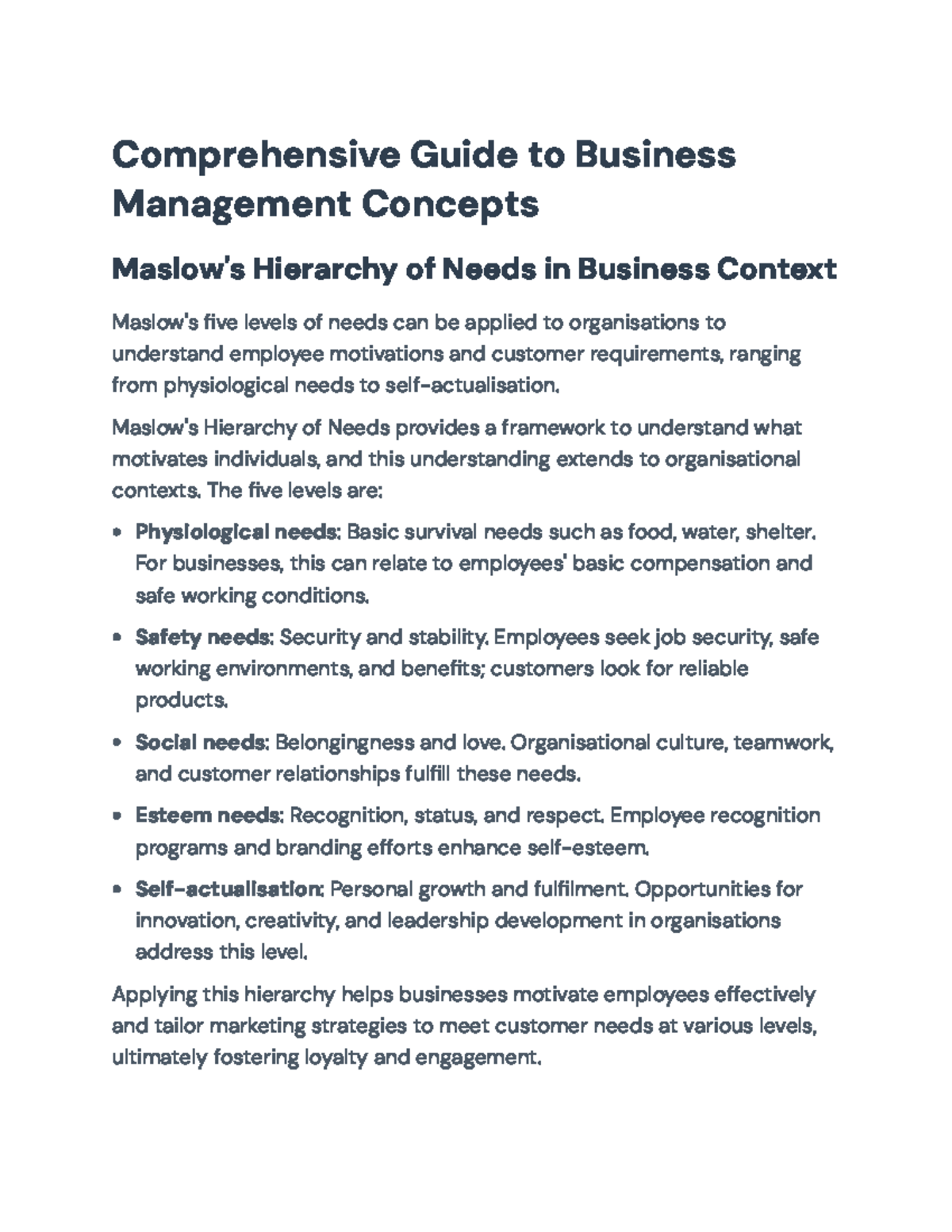 Comprehensive Guide to Business Management Concepts and Strategies ...
