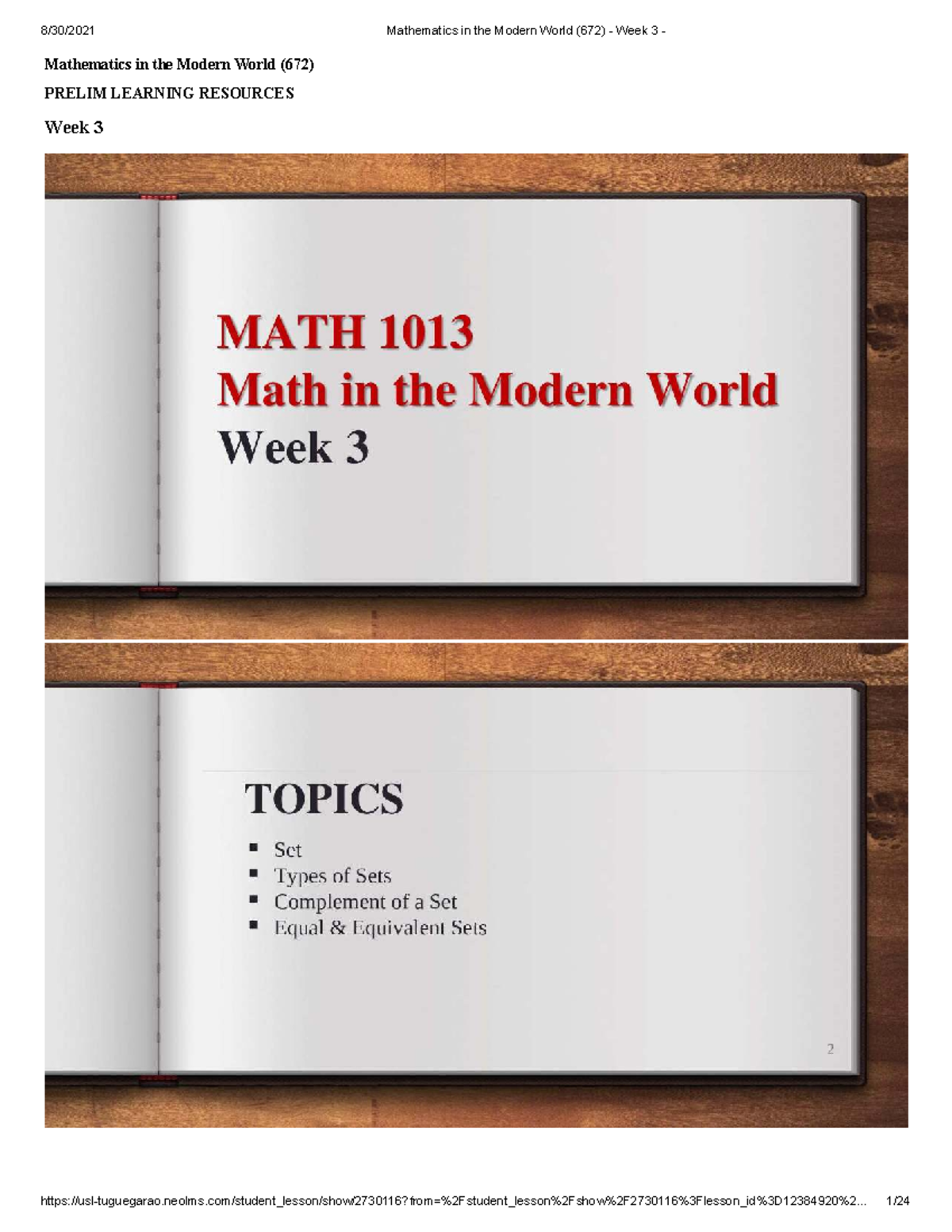 Mathematics in the Modern World (672) Week 3 Learning Resources - Studocu