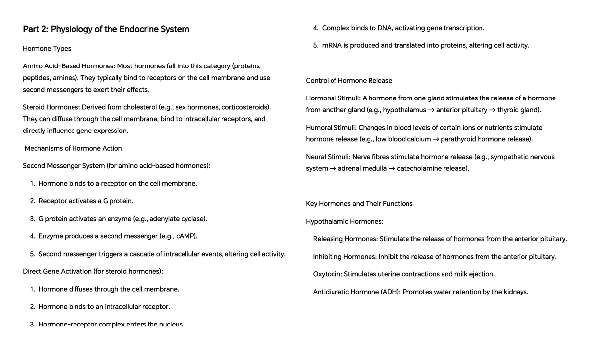 Anaphy 101: Midterm Lecture Notes on Endocrine & Cardiovascular Systems ...