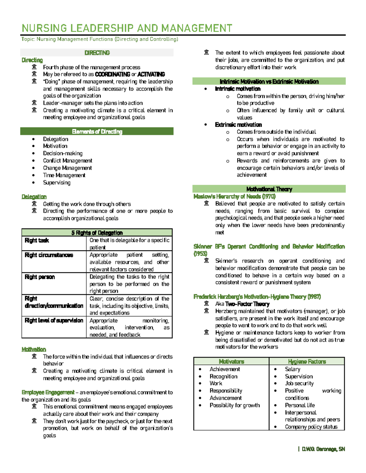 NCM 119- Nursing Management Functions: Directing and Controlling ...