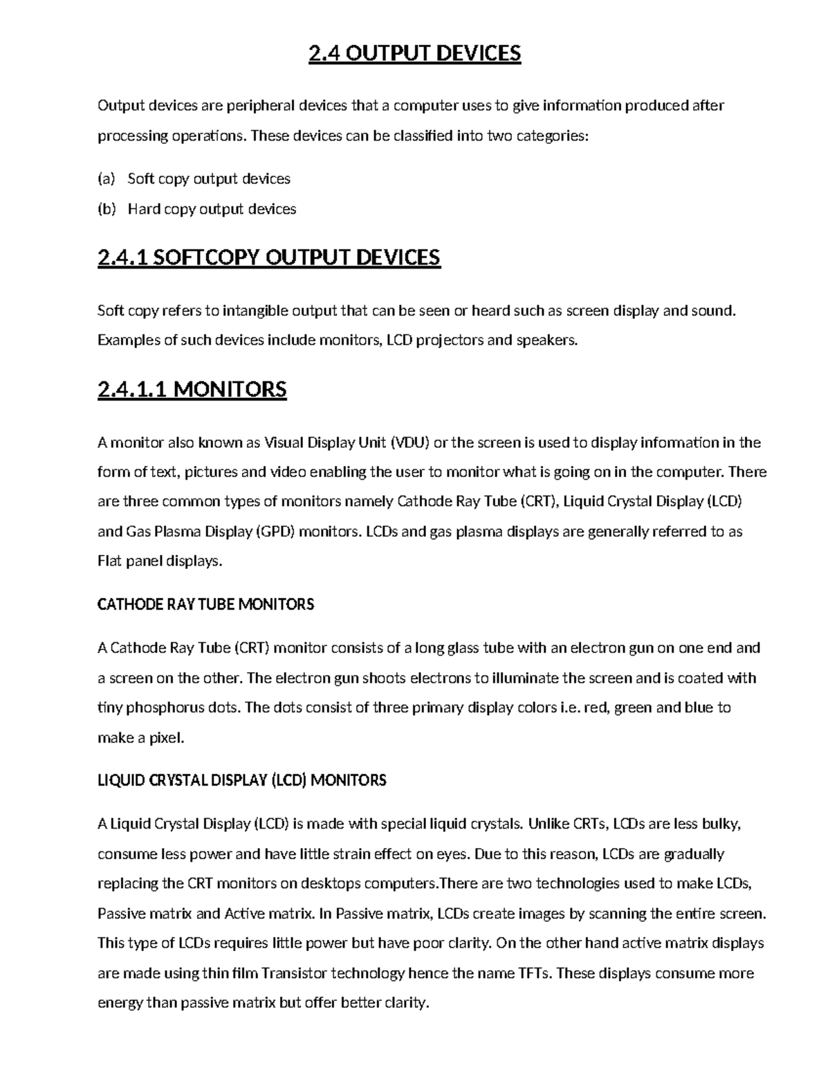 Introduction to Output Devices: Types and Technologies - Studocu