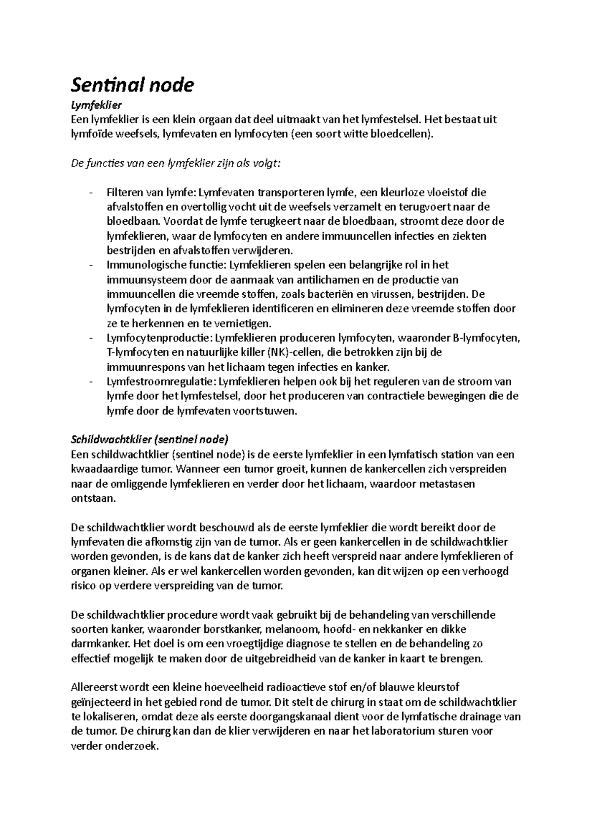 Schildwachtklier (Sentinel Node) Onderzoek en Functies in Kankerzorg ...