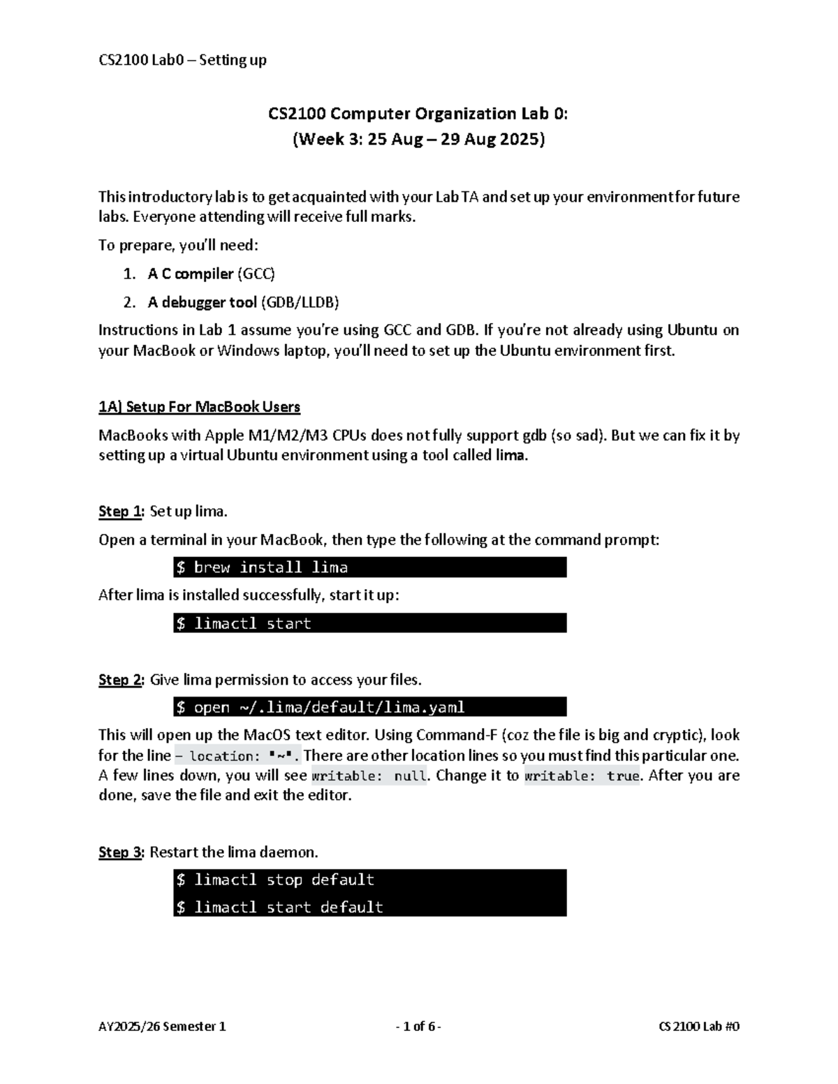 CS2100 Lab 0: Setting Up Your Computer Organization Environment - Studocu